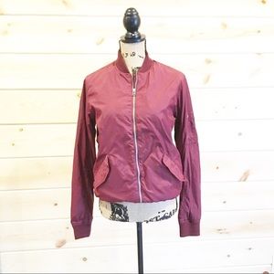 H&M | Jackets & Coats | Hm Logg Bomber Jacket Wine Color Size 6 | Poshmark